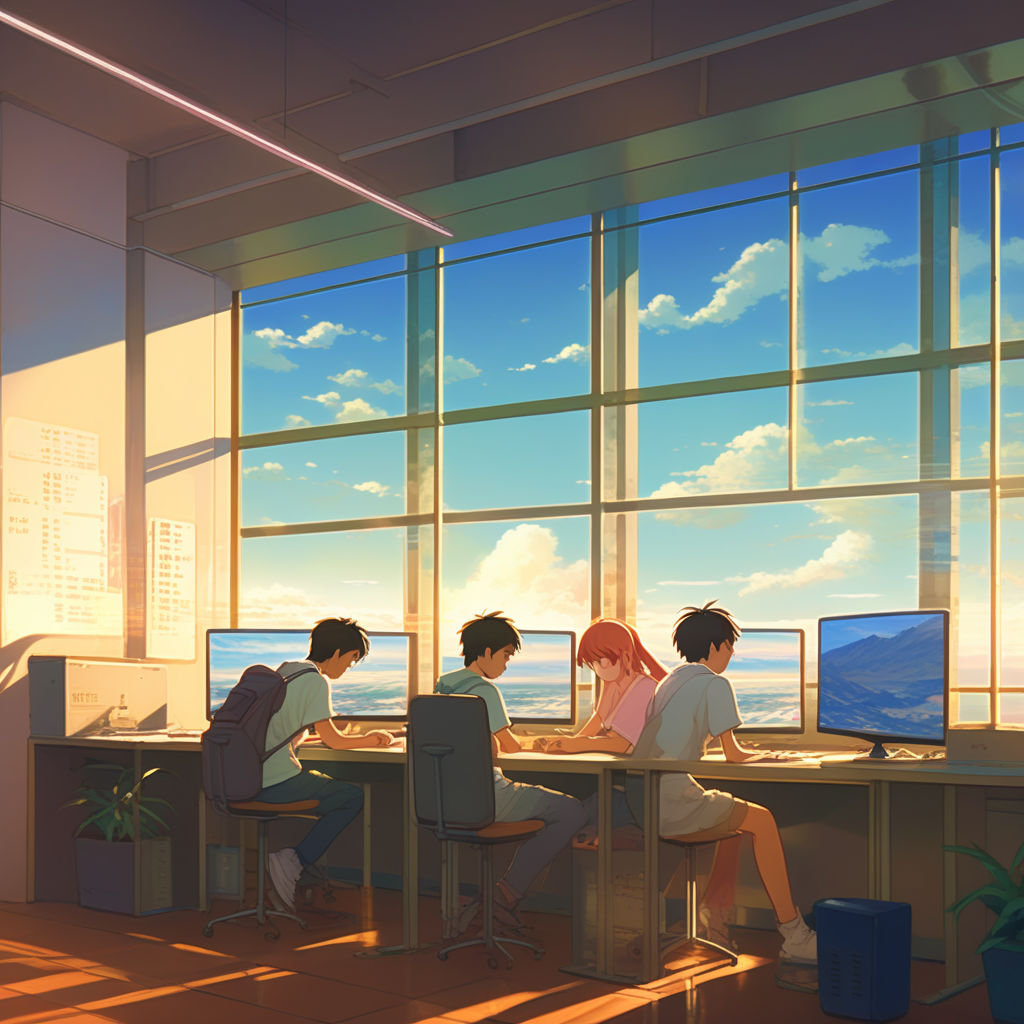 Five students are not sleeping in the computer lab. by 372 chromebook ...