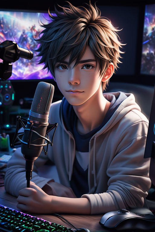 Anime boy sitting in a gaming Youtuber studio by Rohan Shriwas - Playground
