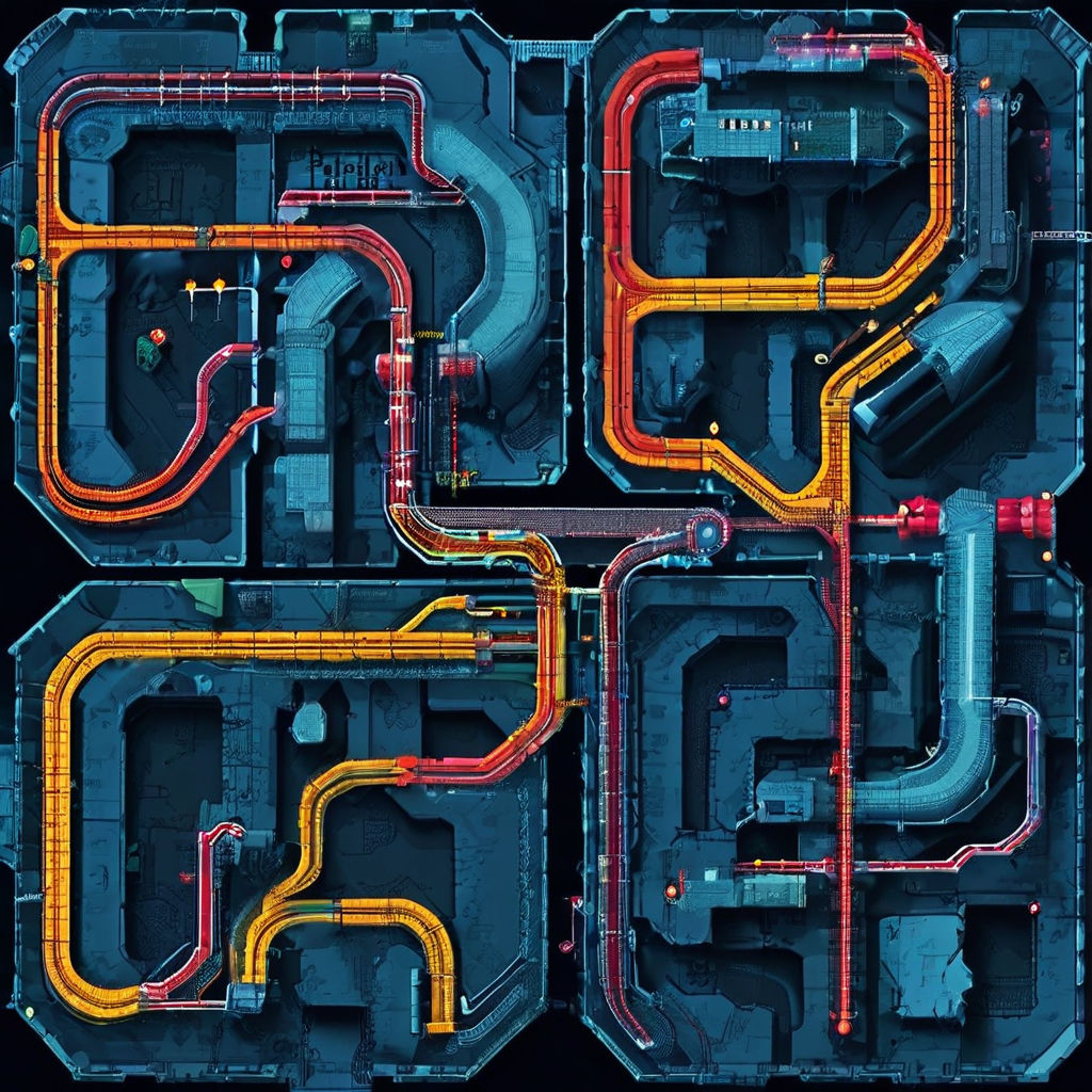 "Generate a detailed top-down map of an underground tunnel n... by Emo ...