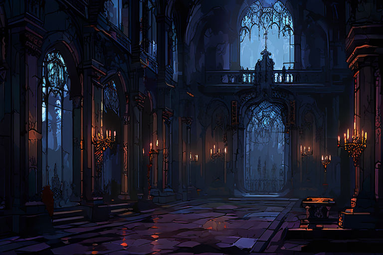 2D pixel art of a gothic palace with dark by Andy Maykol Vilcapaza ...
