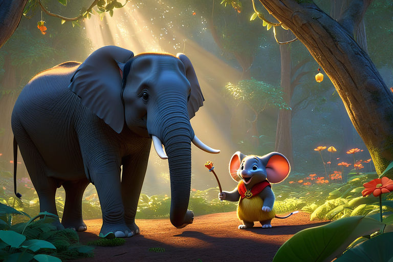 A Pixar 3D animation portrays the Elephant King and the mous... by ...
