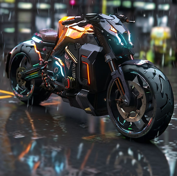 Cyberpunk high tech motorcycle by Gideon Ehoda - Playground