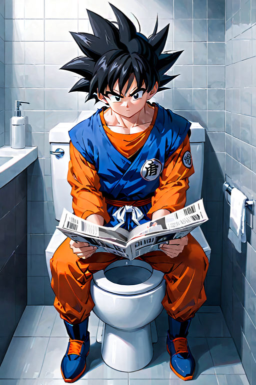 Goku sitting on toilet bowl by Cristian Tommasi - Playground
