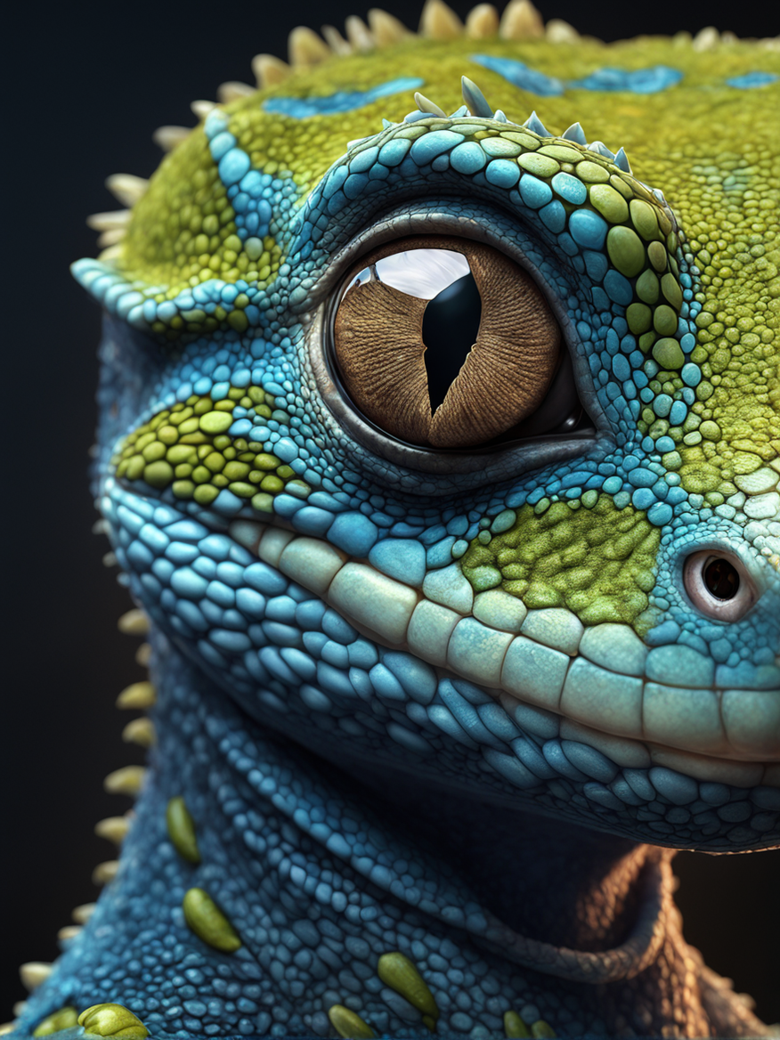 Gecko-human hybrid face focusing on the mesmerizing eyes by Paradox ...