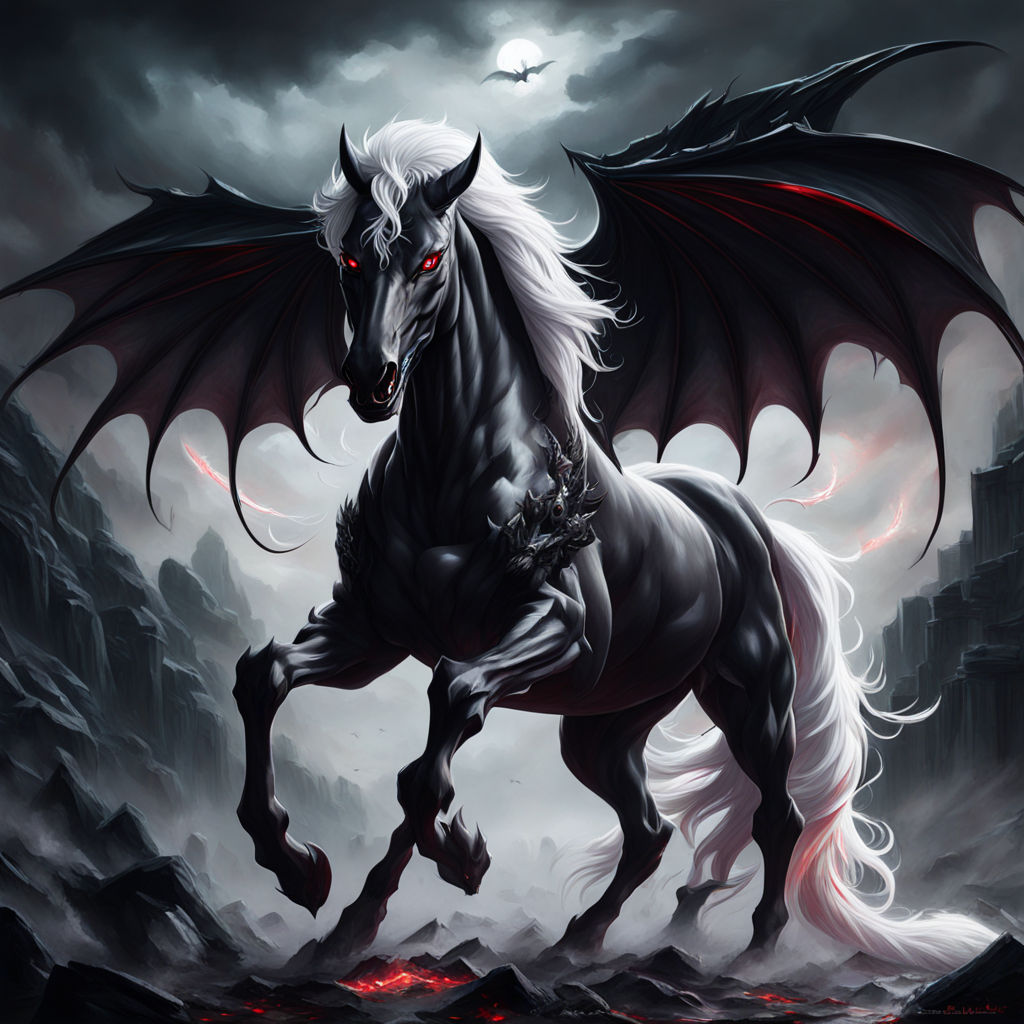 Digital art of a malevolent vampire horse by Soubi Loveless - Playground