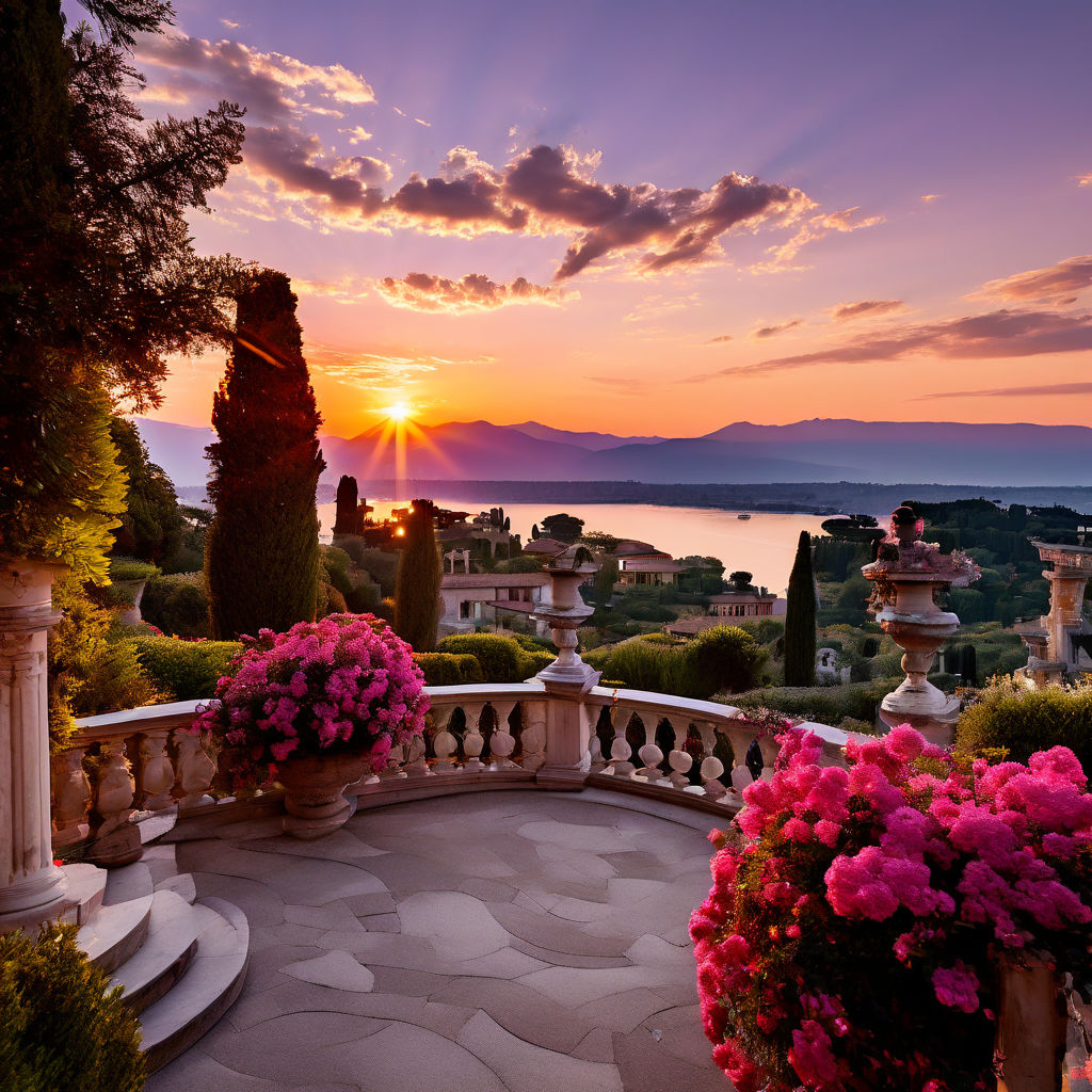 A view from the terrace of Villa Salvapoza in Lake Garda. ob... by ...