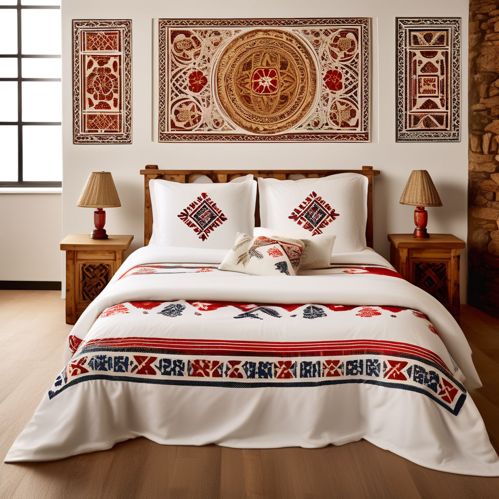 A bed decorated with basque culture motifs by LSV - Playground