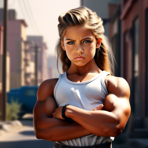 Short hyper muscular bodybuilding young girl tom boy flexin... by ...