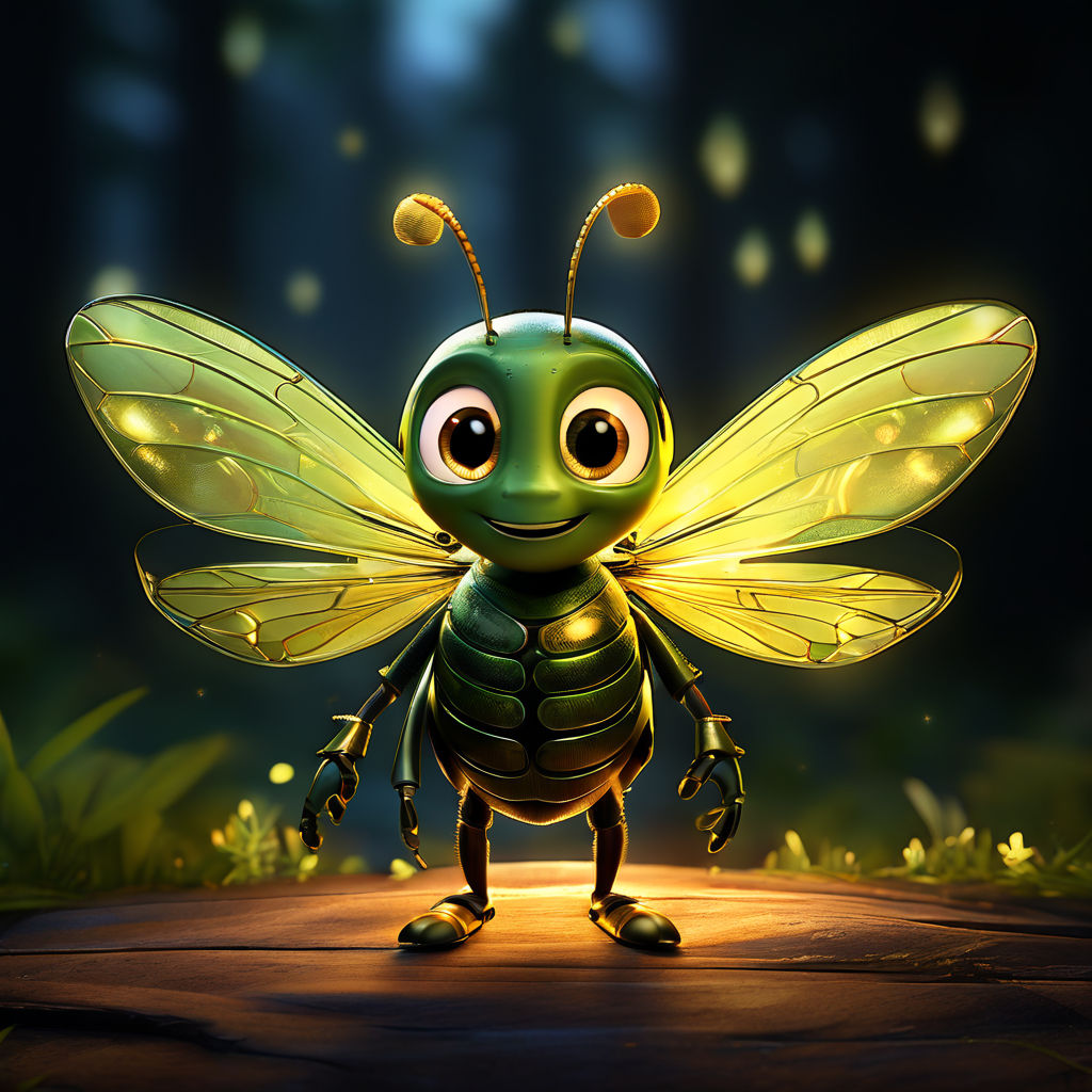 Create a Pixar Disney-style illustration of a firefly by Stenio Mendes ...
