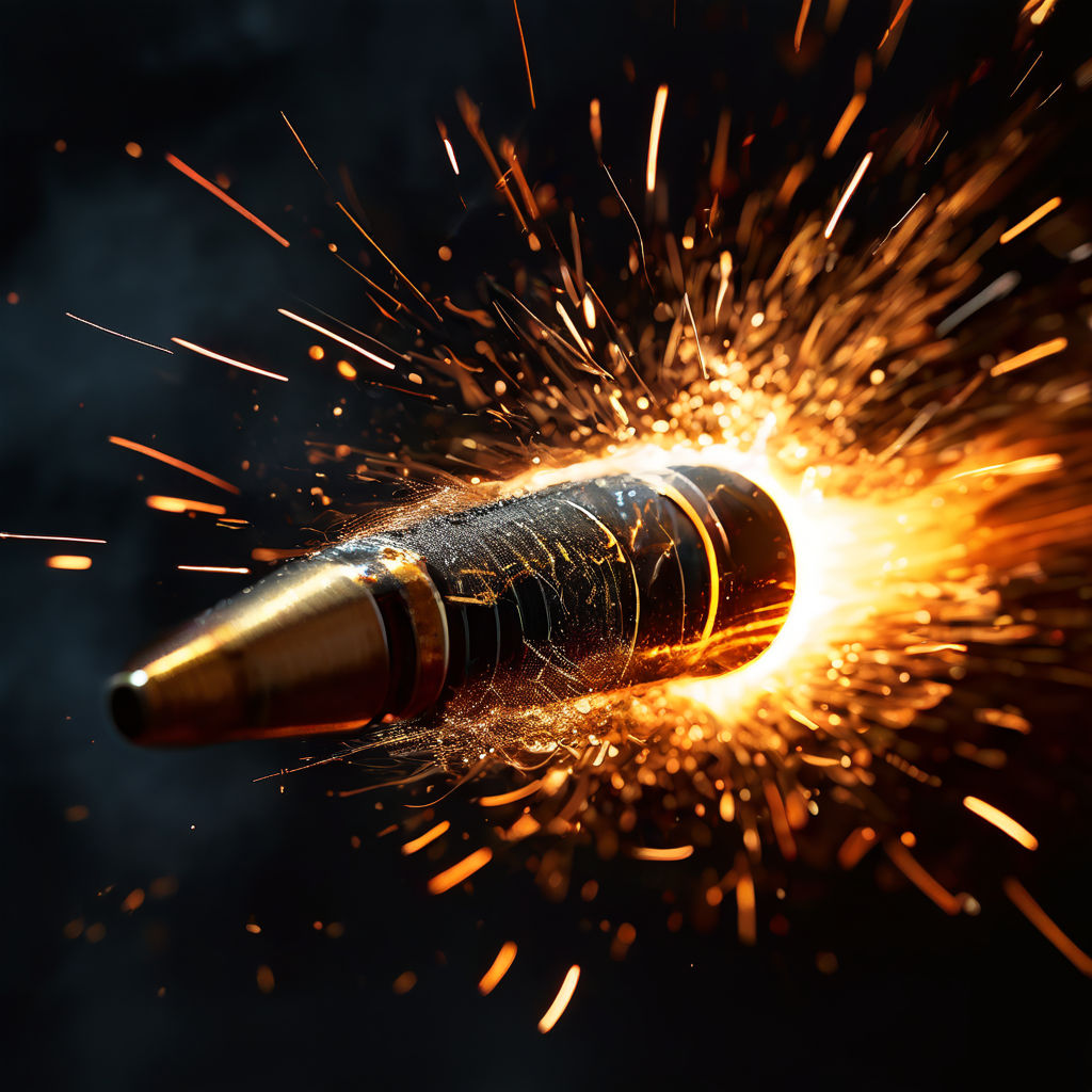 A bullet flies through the dark backdrop by Sashimi Sushi - Playground