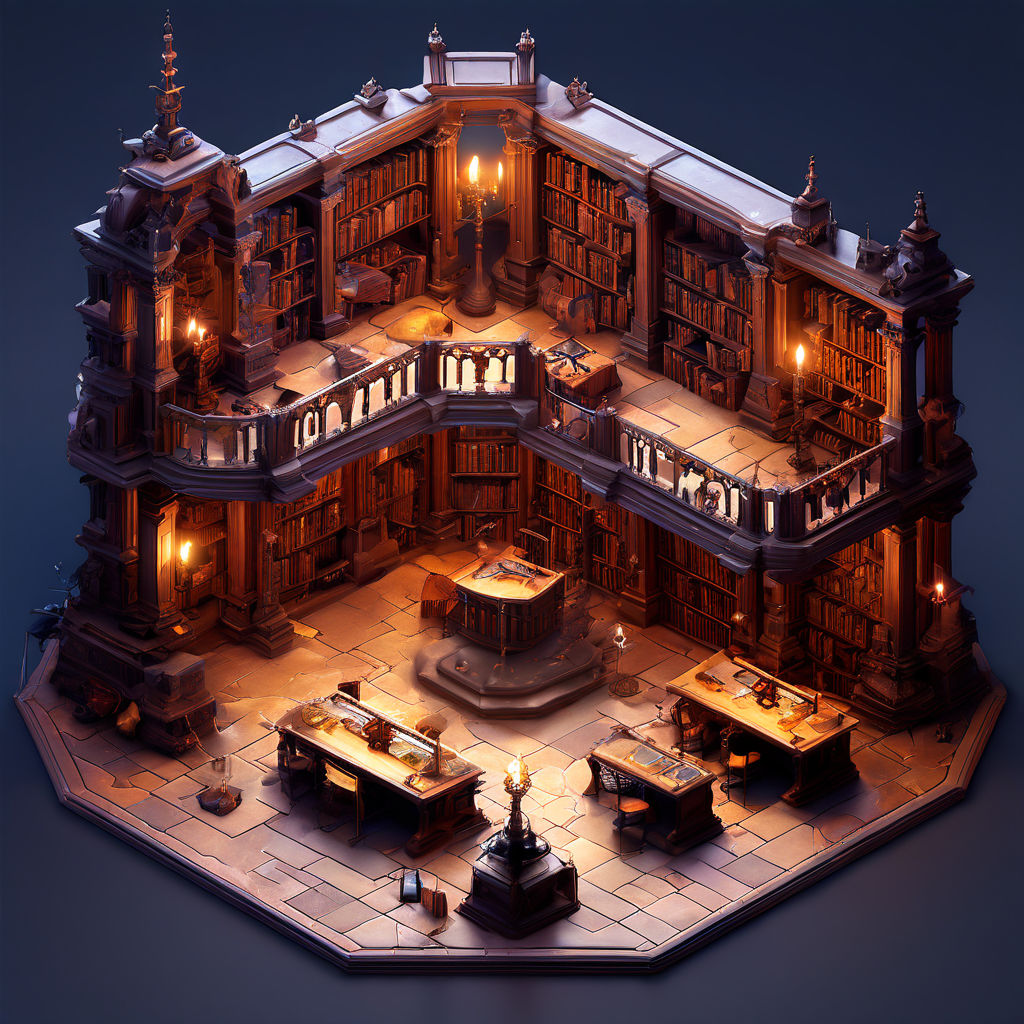Isometric LIBRARY rpg map by Trâu Cần Mẫn - Playground