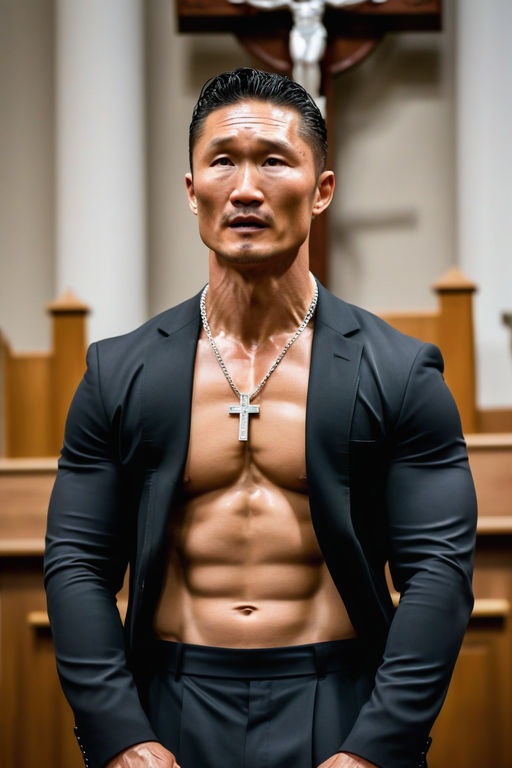 Muscular priest daniel dae kim with sweety muscle wearing un... by Shik ...