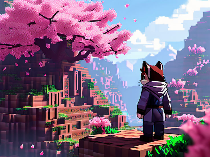 Minecraft style pixel art wallpaper by Brian León - Playground