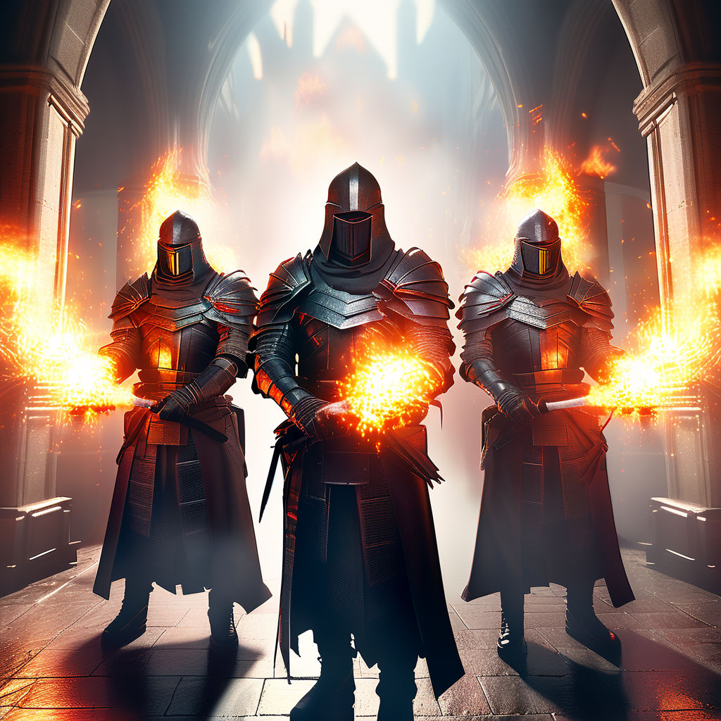 Order of the Temple knights clutching torches by Jose Manuel Perez ...