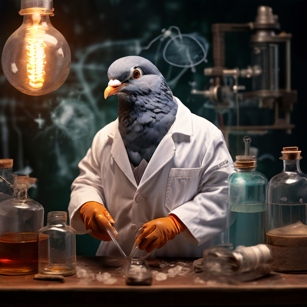 A Pigeon in a Lab coat doing science by Fabrice Leclerc - Playground