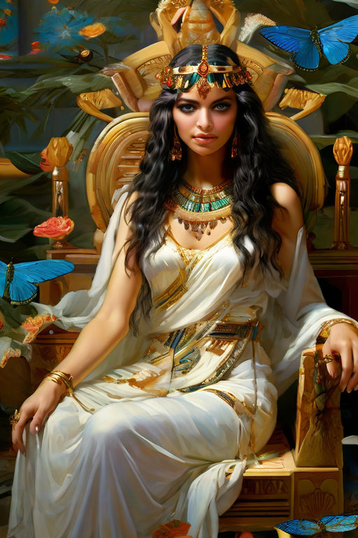 Cleopatra sitting on a golden throne by Aline Almeida - Playground
