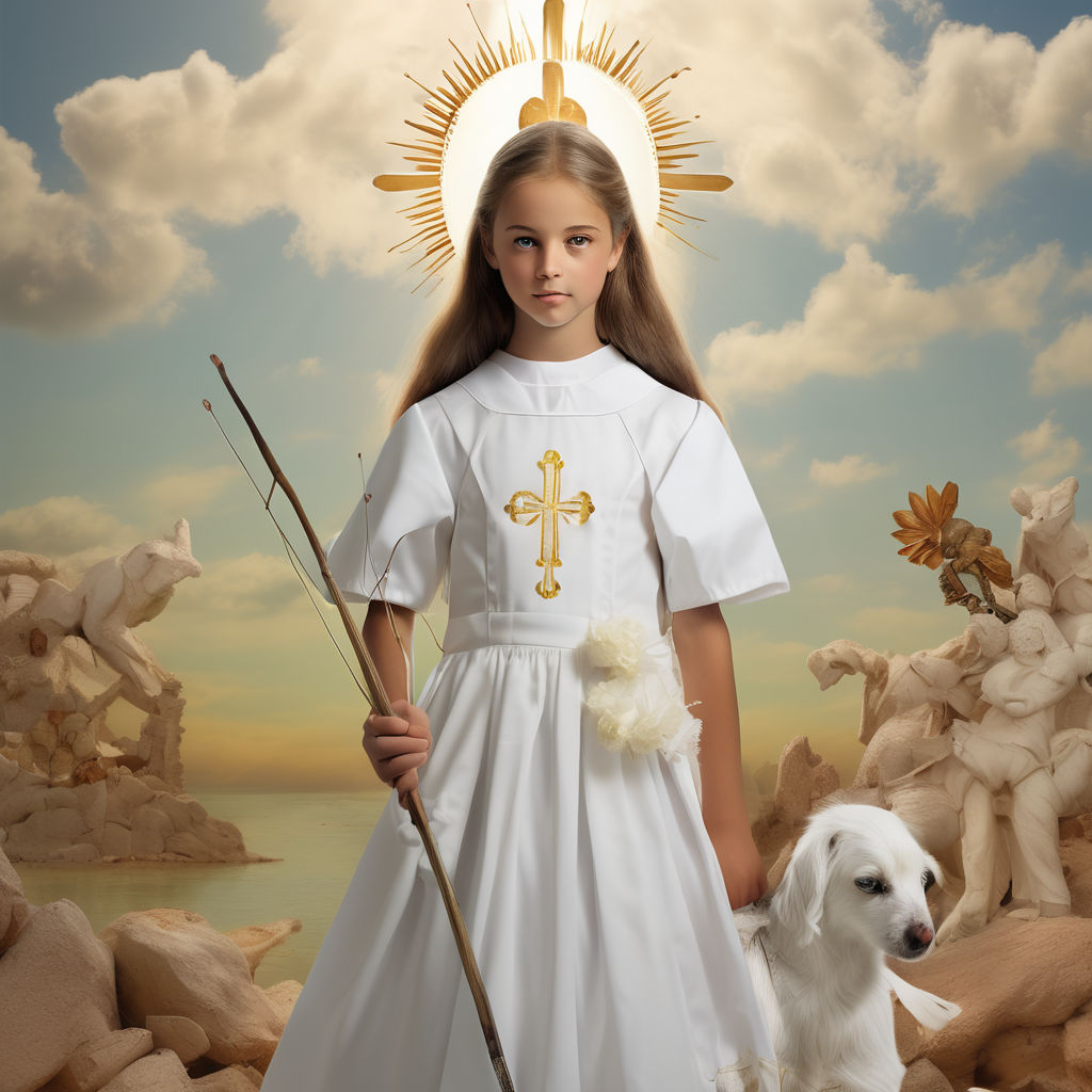 13-year-old Catholic saint wearing a white dress representin... by ...