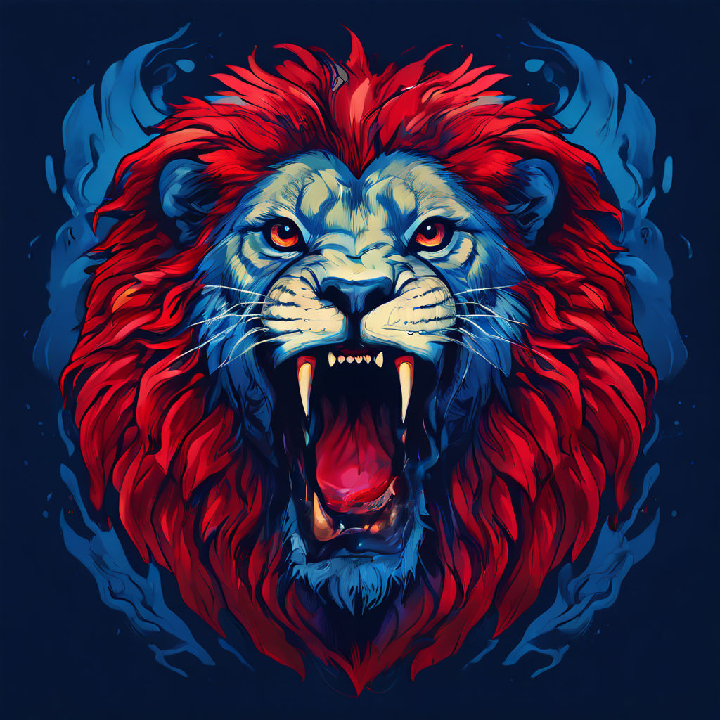 ROARING LION RED AND BLUE BACKGROUND by Dileve TV - Playground