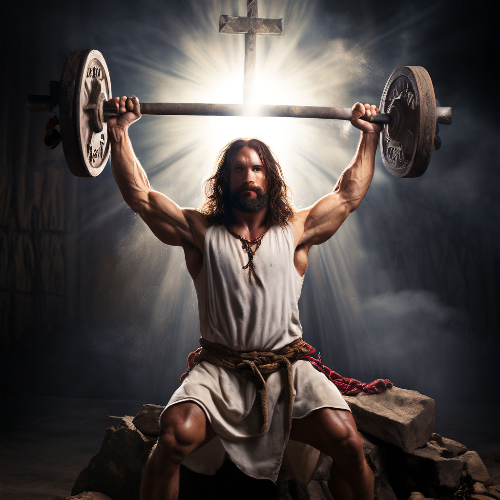 Jesus lifting cross weights by Dalvin Branch - Playground