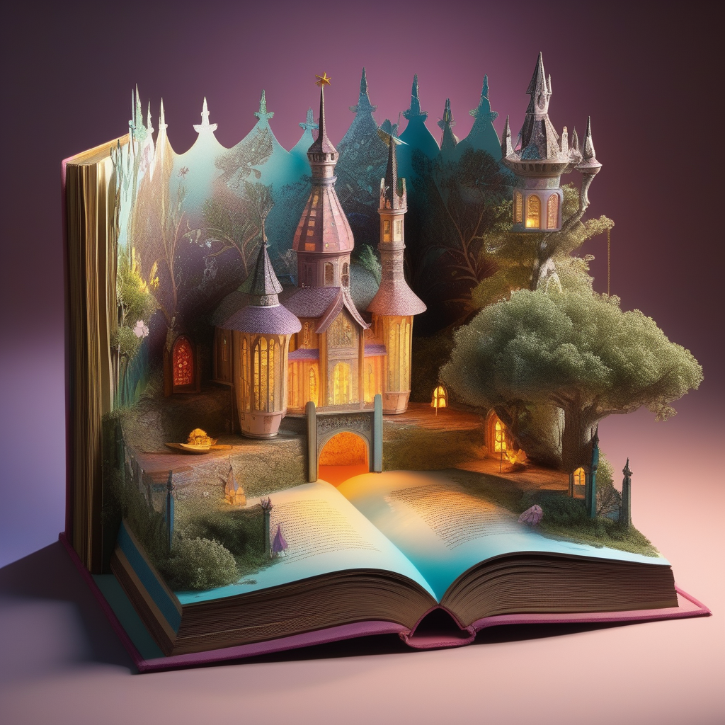 Magic weathered old fairytales book opening to reveal a whim... by E B ...