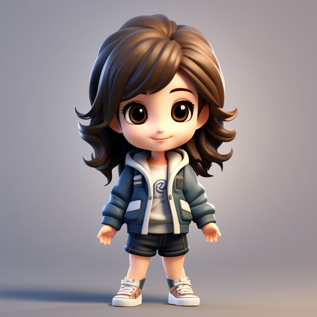 3D a very cute and beautiful chibi anime girl. She waves her... by Yana ...
