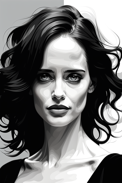 Eva Green captured in minimal sketch art by Dixain Studio - Playground