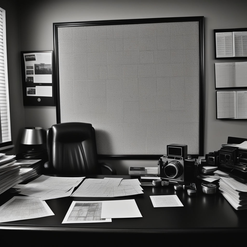 A private investigator's office with a corkboard filled with... by komo ... A private investigator's office with a corkboard filled with... by komo ...
