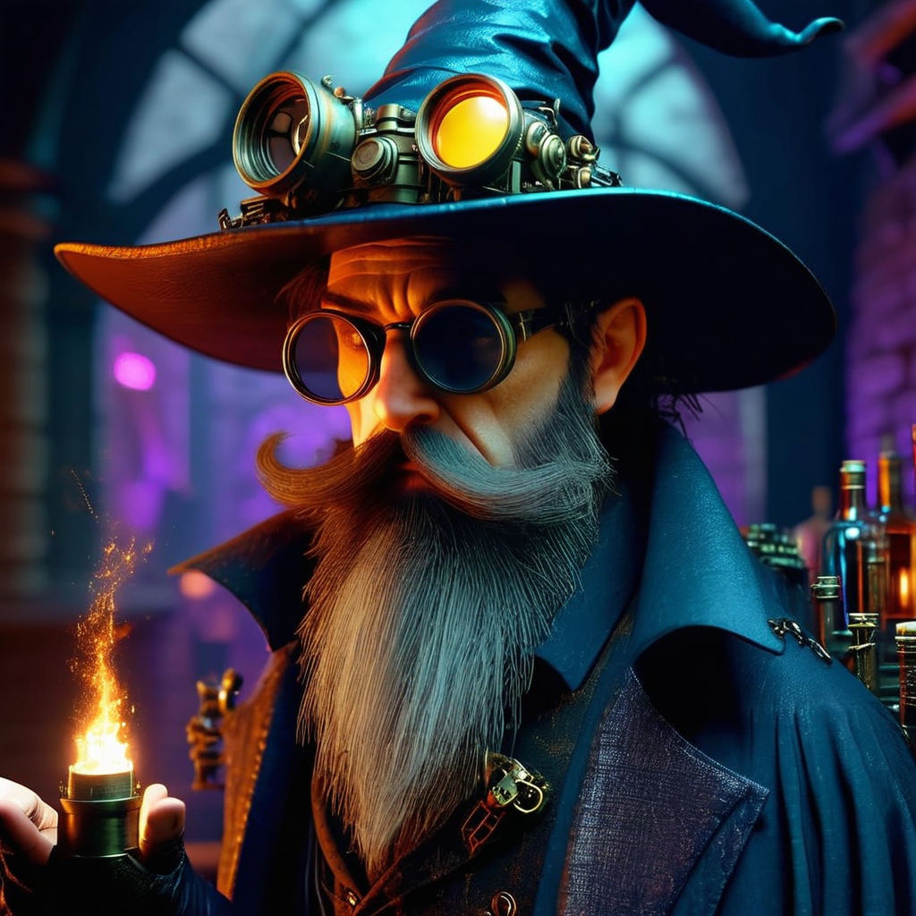 3D movie poster featuring an urban wizard character in steam... by ...