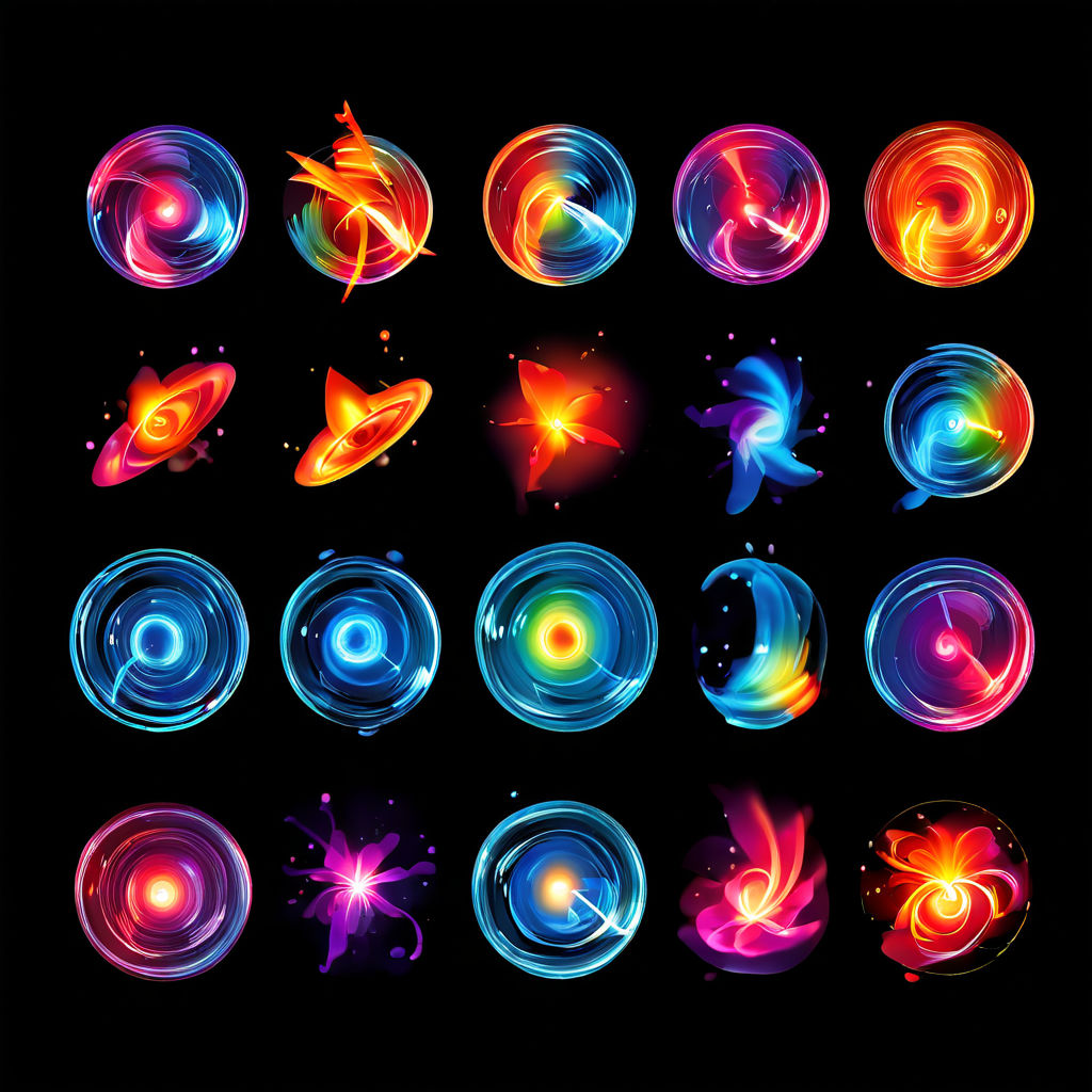 Rainbow art sprite sheet of circular light spinning by Adobe - Playground
