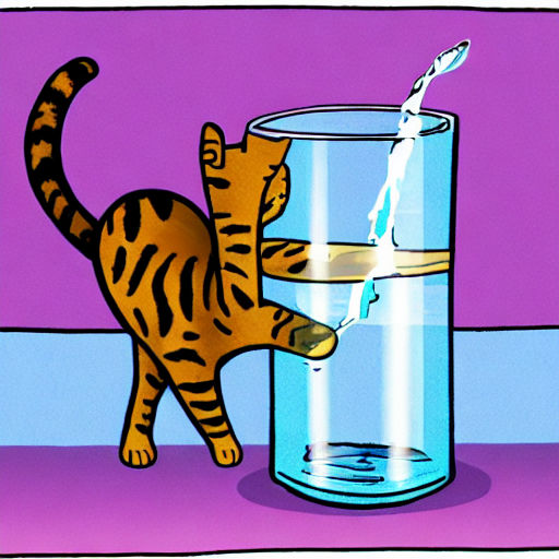 Cat knocking over glass of water cartoon by Sara Markovic - Playground