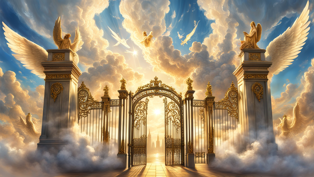 Ethereal city revealed through ornate gates by Apocalypse - Playground
