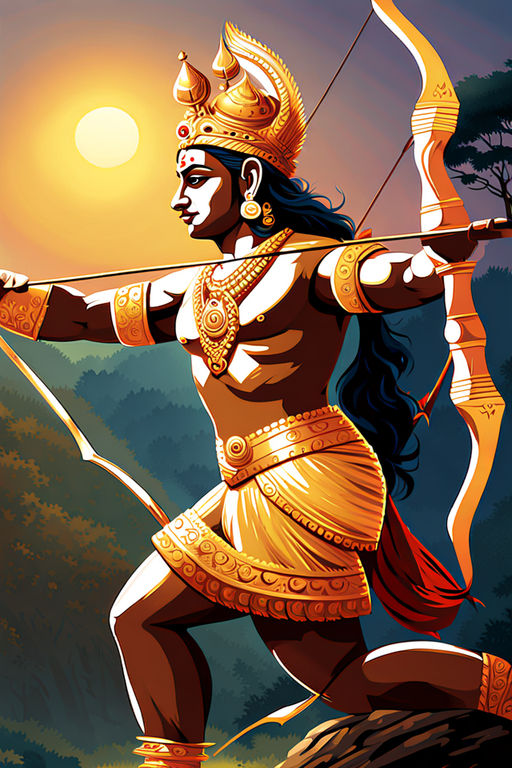 Lord Rama aiming his bow and arrow towards the sky by Subhash Kumar ...
