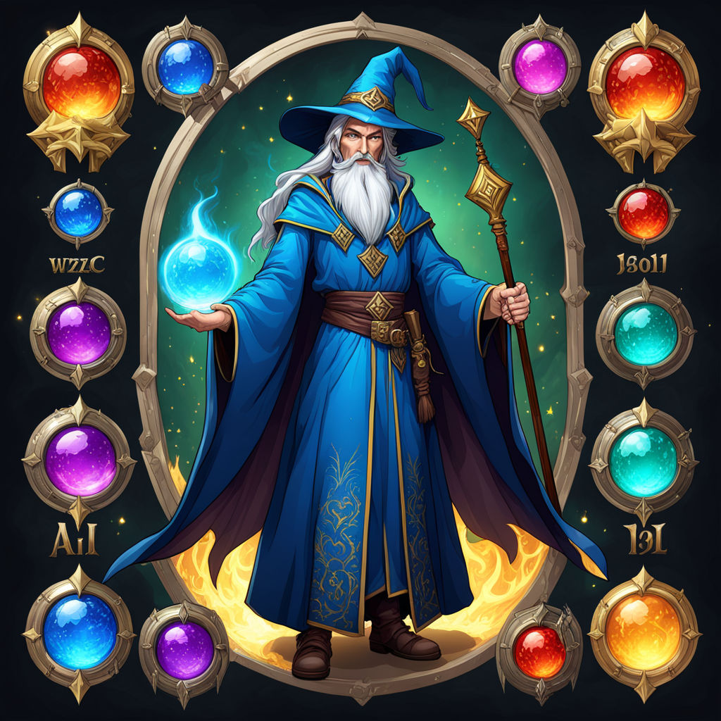 Wizard character sheet reference. highly detailed by D3v Nulll - Playground