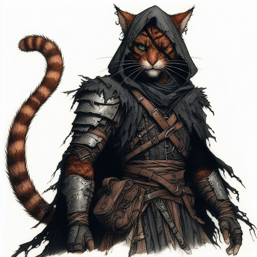 Fantasy DnD character captured in a vintage-style colored pe... by ...