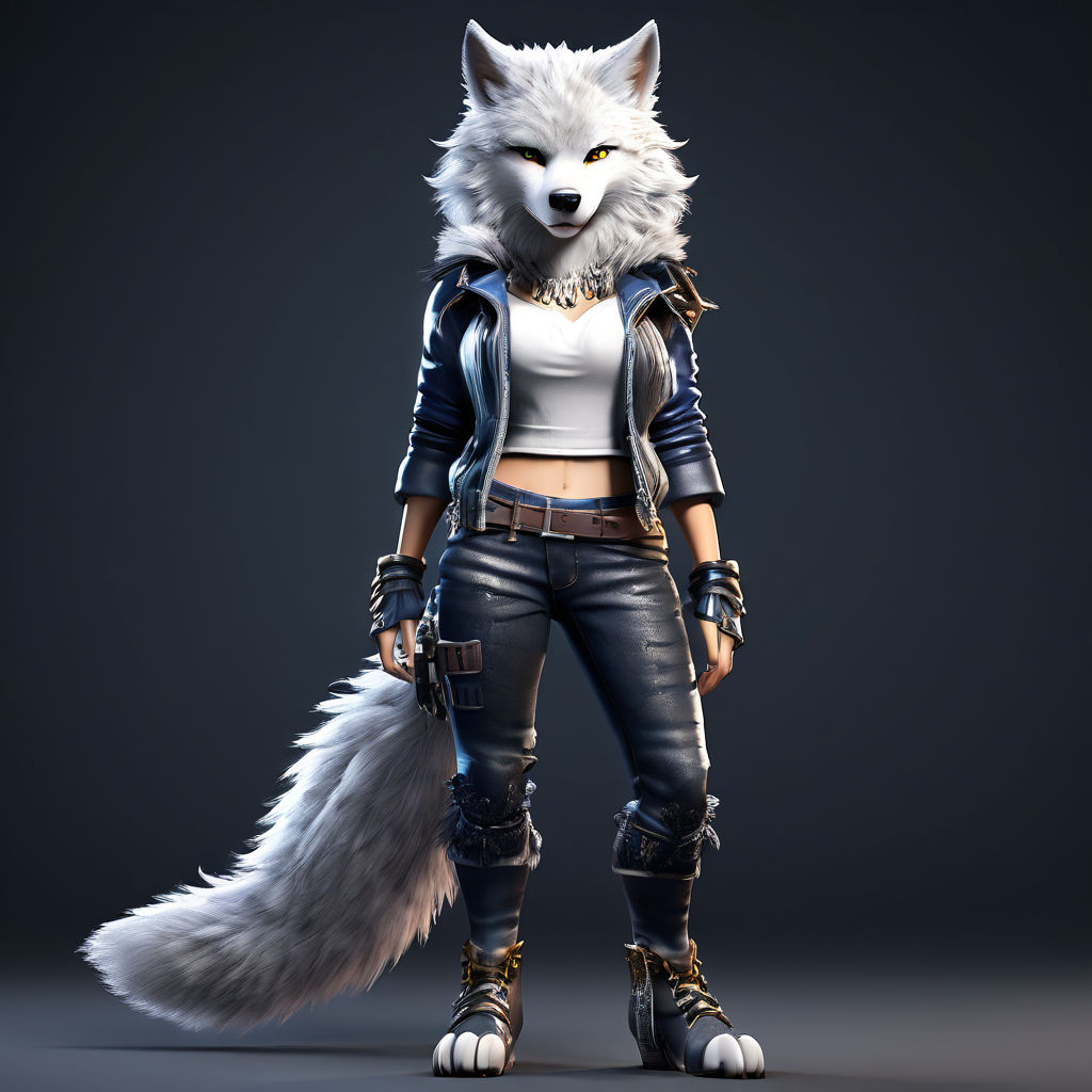 Full body image of an anthropomorphic wolf character by Carmin Myburgh ...