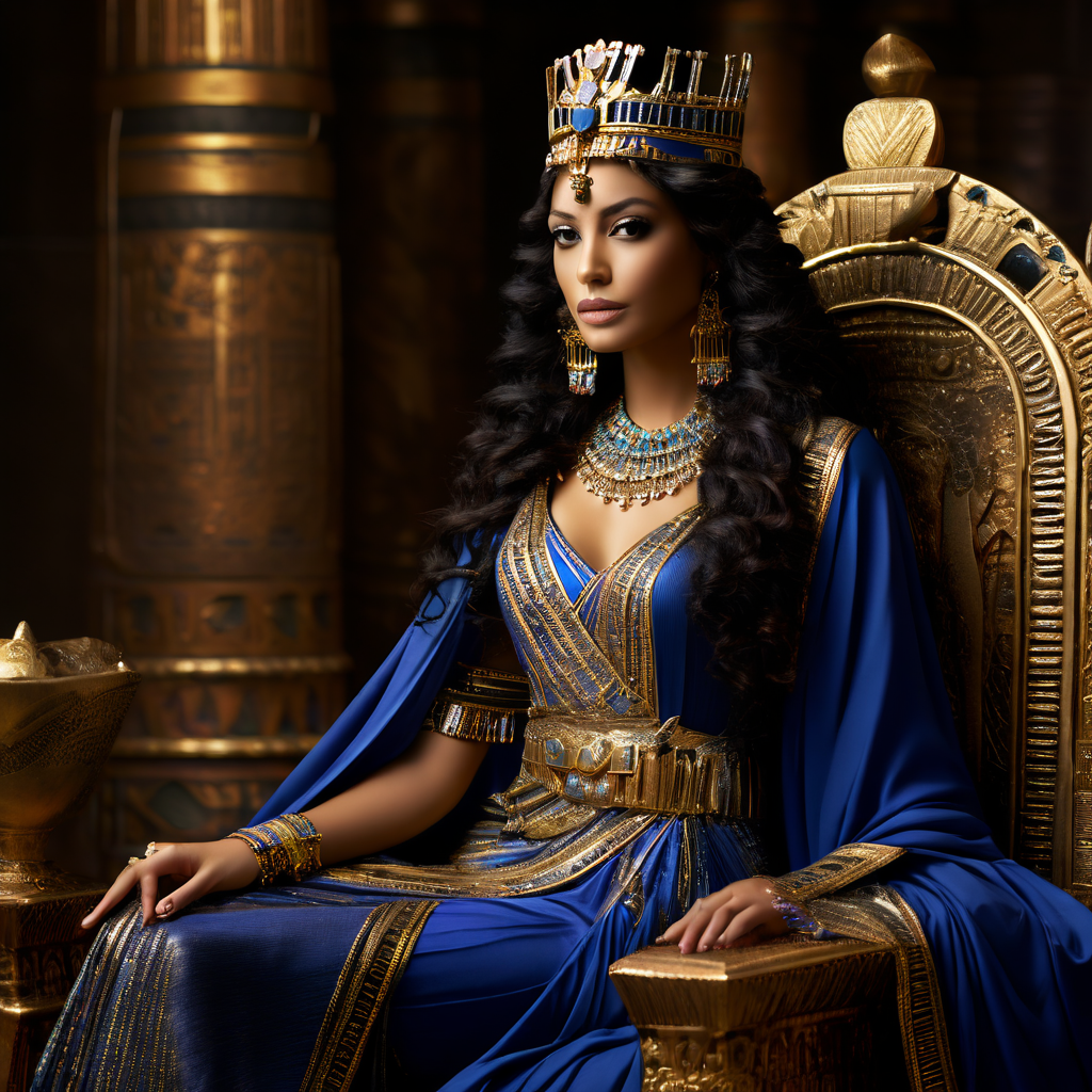 Ancient Egyptian Queen wearing a platinum-bronze diadem by Andromede ...