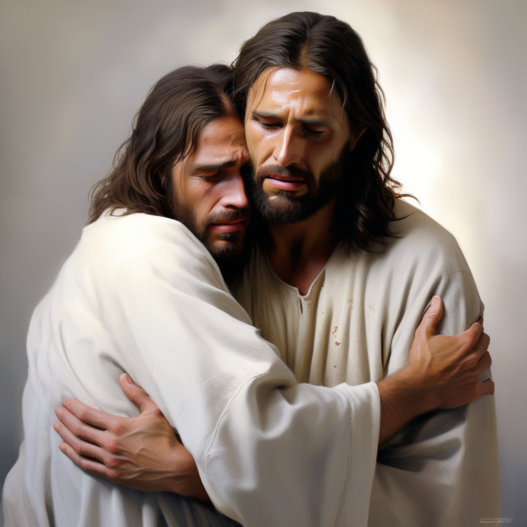 Jesus hugging a crying person by Danniel Cavalcante - Playground