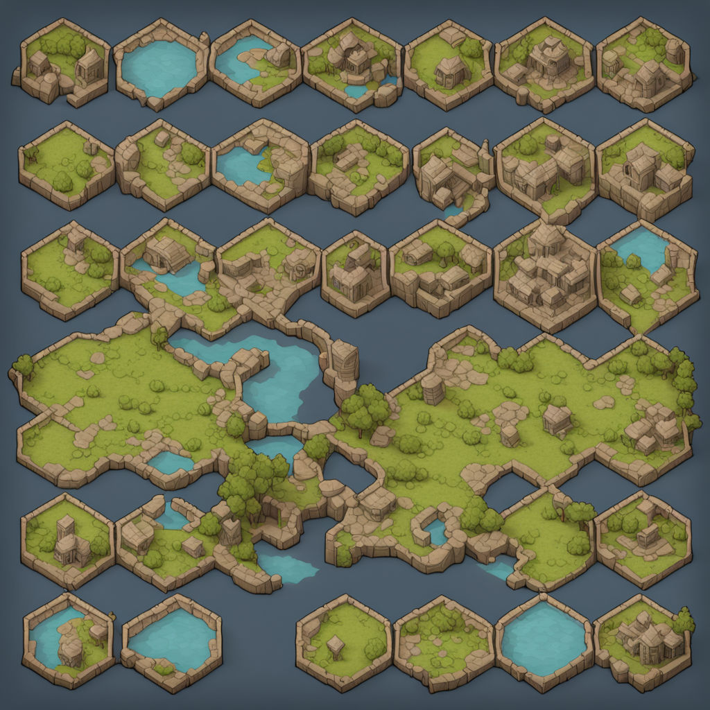 Hexagonal tilemap game assets 2d fantasy cities strongholds by Timur ...