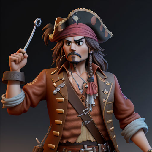 Captain Jack Sparrow cartoon 3D Pixar render Disney's charac... by ...