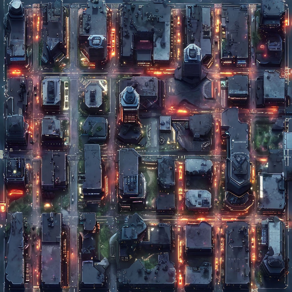 "Generate a high-resolution top-down game map of a sprawling... by Emo ...