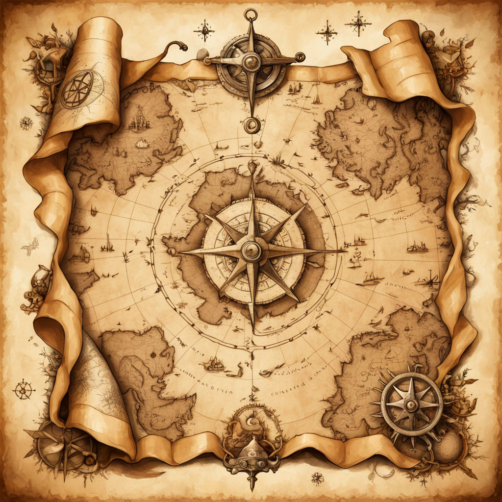 Vintage fantasy world map sprawled out on parchment scroll by prince ...