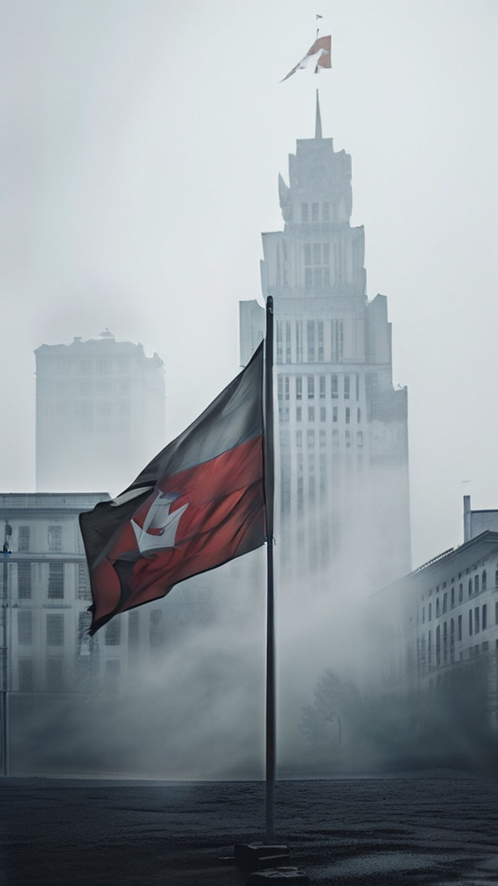 A chilling tableau of historical tension: Soviet and Nazi fl... by ...