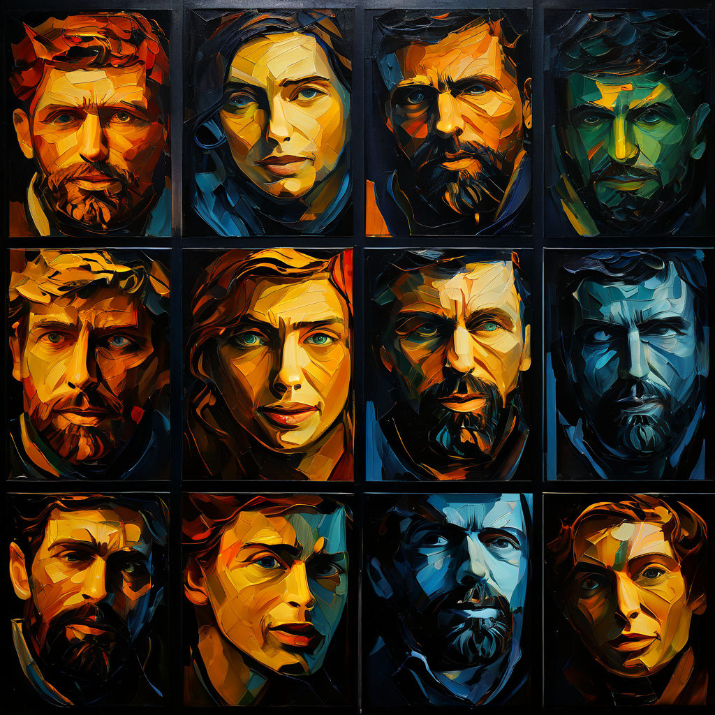 Array of human faces each expressing a unique emotion by Наталья Рикерт ...