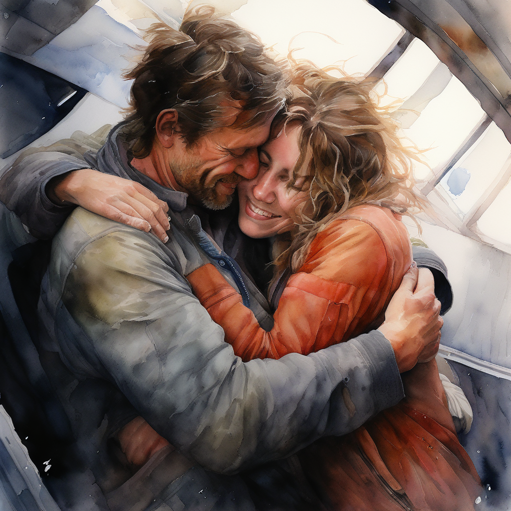 People hug each other in a plane crash by Marcus Forsberg - Playground