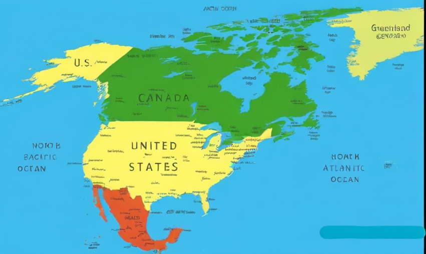 Watercolor map of North America by GMA Digital SAS - 900388112 - Playground