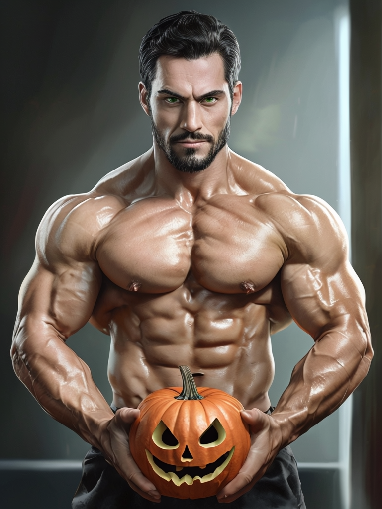 A highly realistic digital illustration depicts a muscular m... by ...