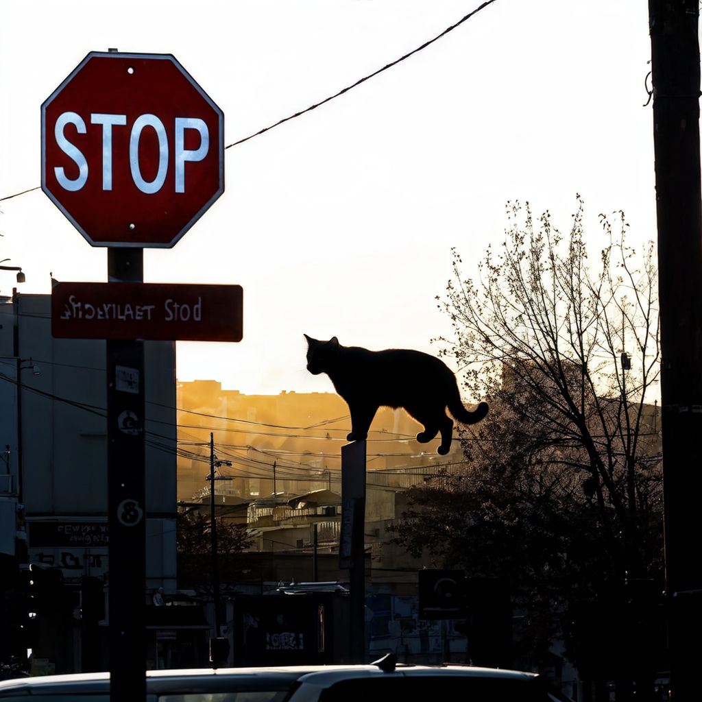 Cat silhouette superimposed over a stop sign by Gabriel Joly-Schober ...