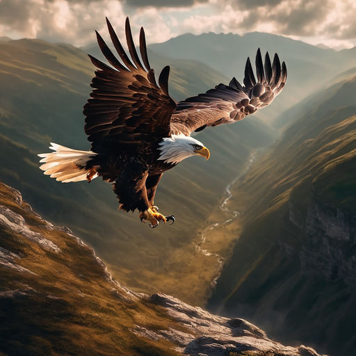 An eagle flying majestically over a valley by Lucas Viguache - Playground