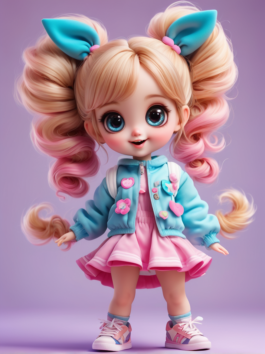 A cute cheerful smiling doll with big cute eyes with cute ta... by Alex ...