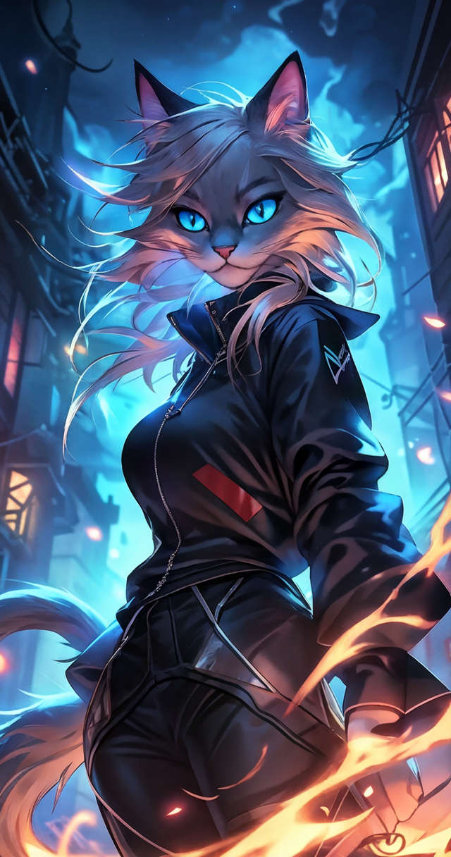 Anthro cat character with piercing blue eyes by Nox - Playground